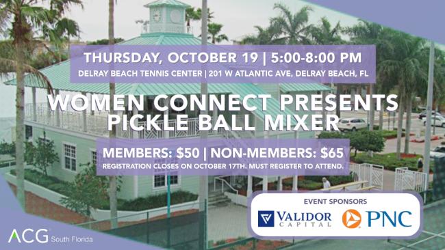 Women Connect Pickleball Mixer, October 19 2023 | ACG South Florida