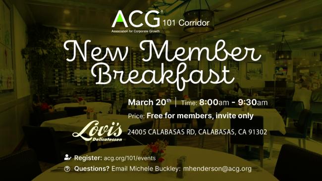 ACG 101 March 20th 2025 Member Breakfast | ACG 101 Corridor