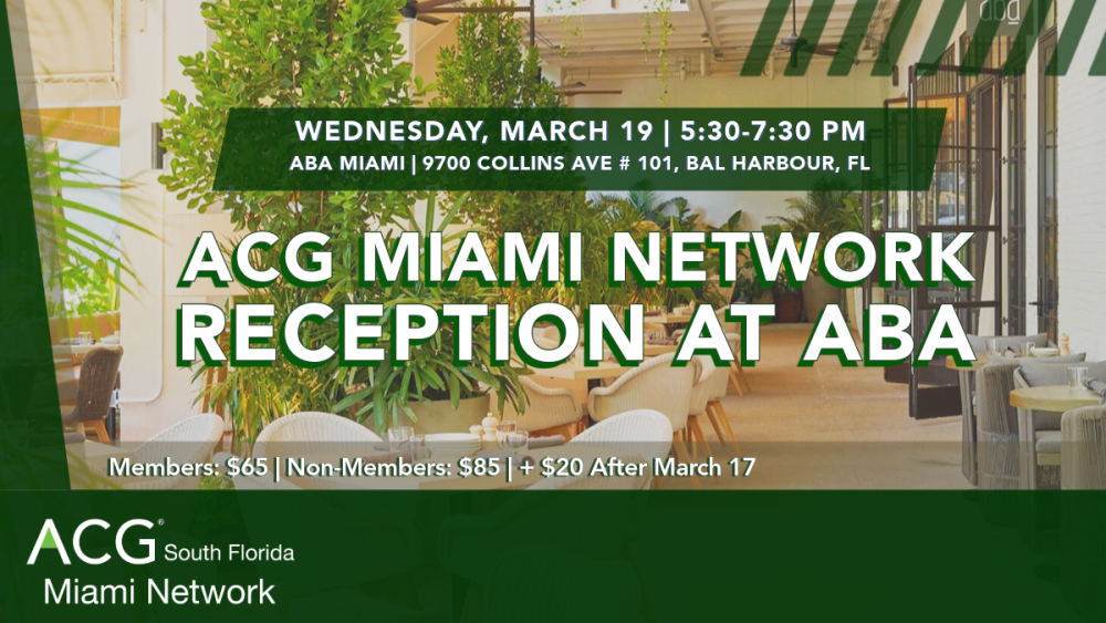 ACG Miami Network Reception at Aba | ACG Miami
