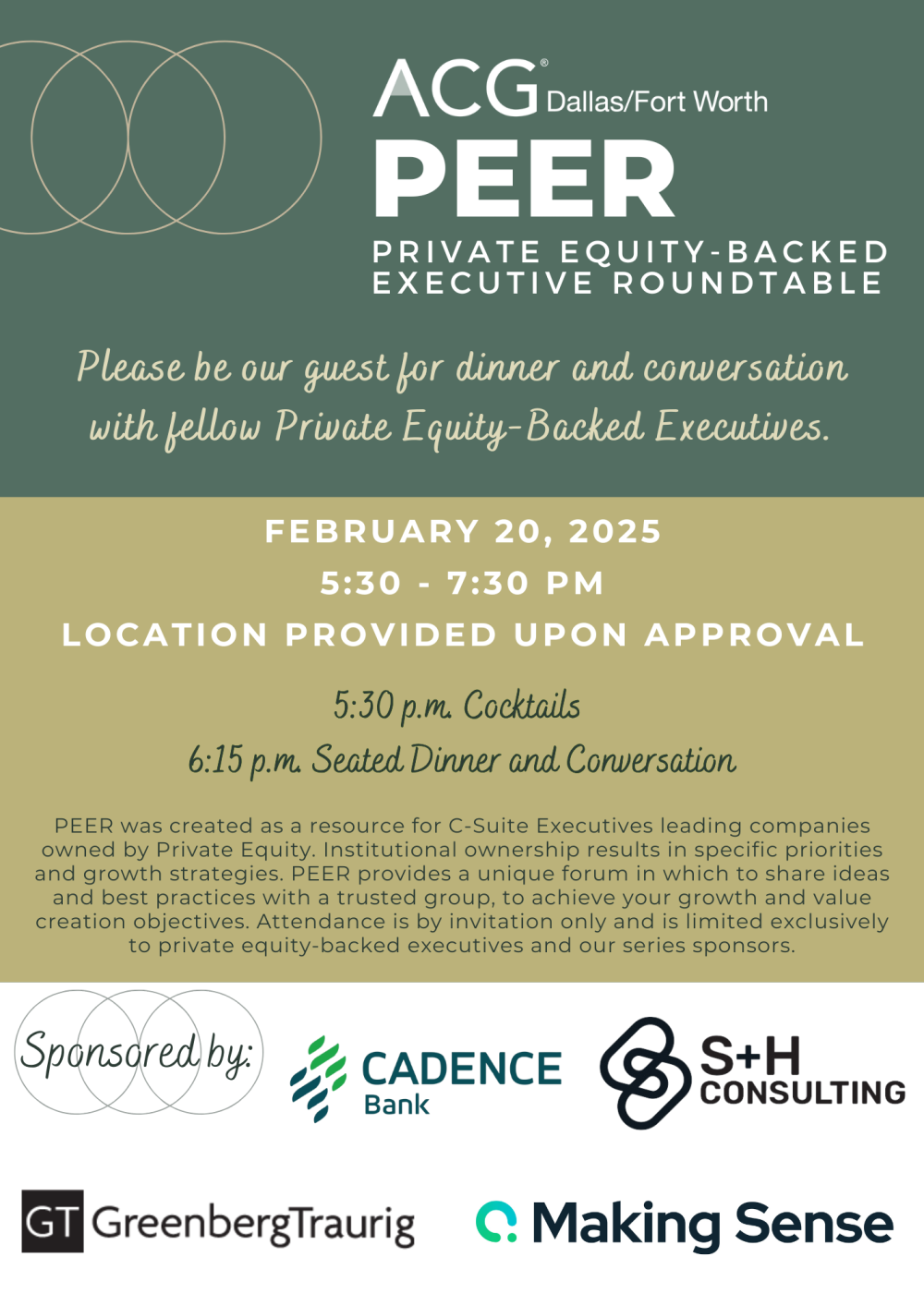 2025 ACG DFW Private-Equity Backed Executive Roundtable (PEER ...