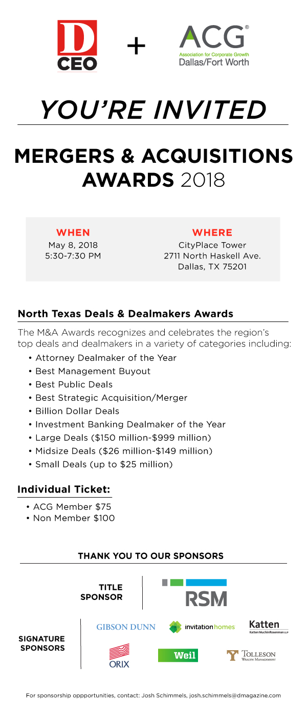 Mergers & Acquisitions Awards 2018 | ACG Dallas/Fort Worth