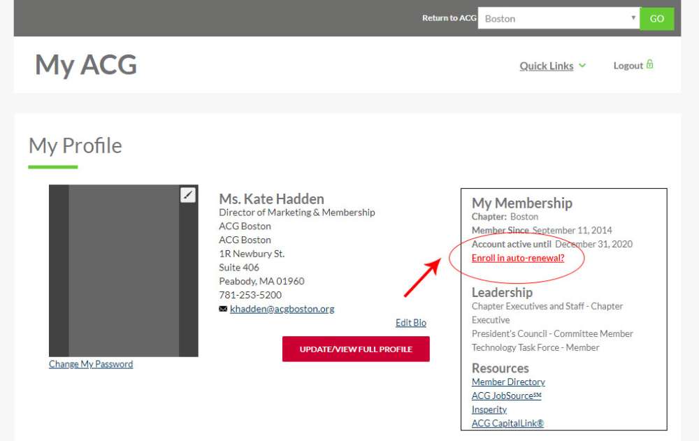 Autorenewal | ACG Boston