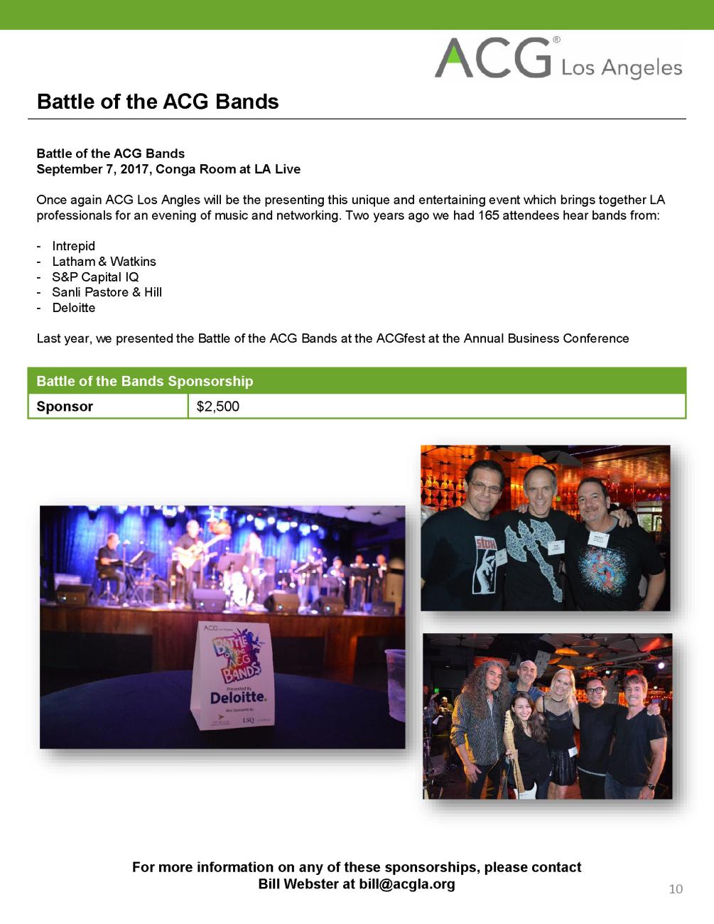 Sponsorship Opportunities | ACG Los Angeles