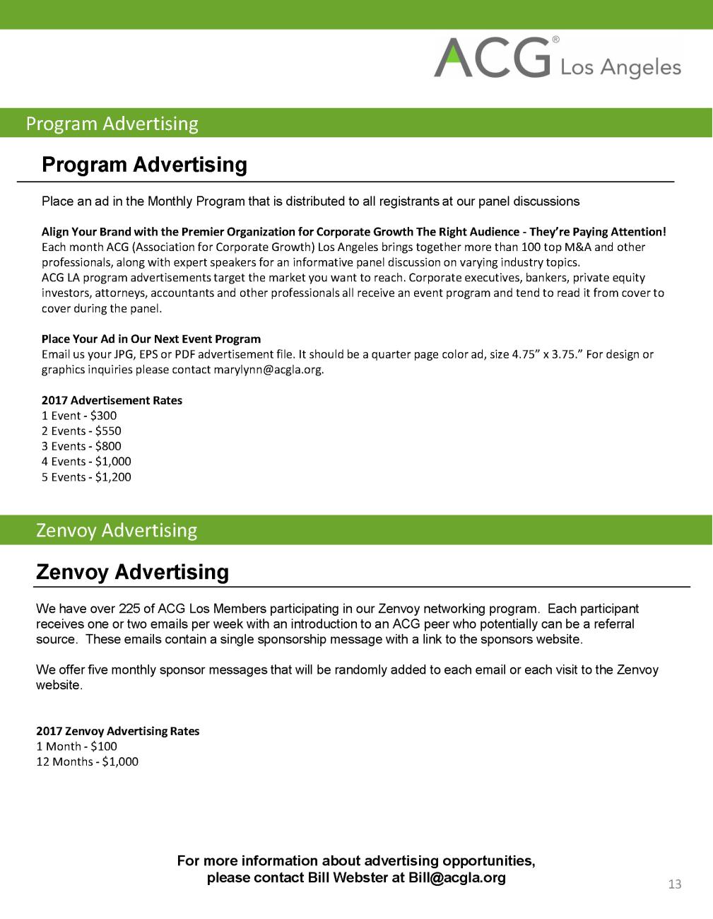 Sponsorship Opportunities | ACG Los Angeles