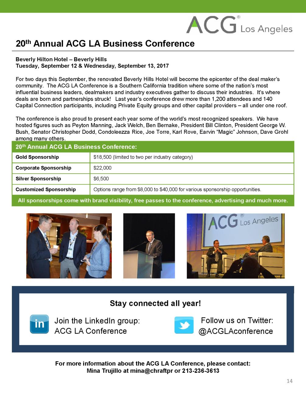 Sponsorship Opportunities | ACG Los Angeles