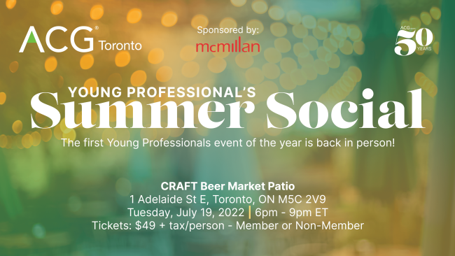 Young Professional's Summer Social | ACG Toronto