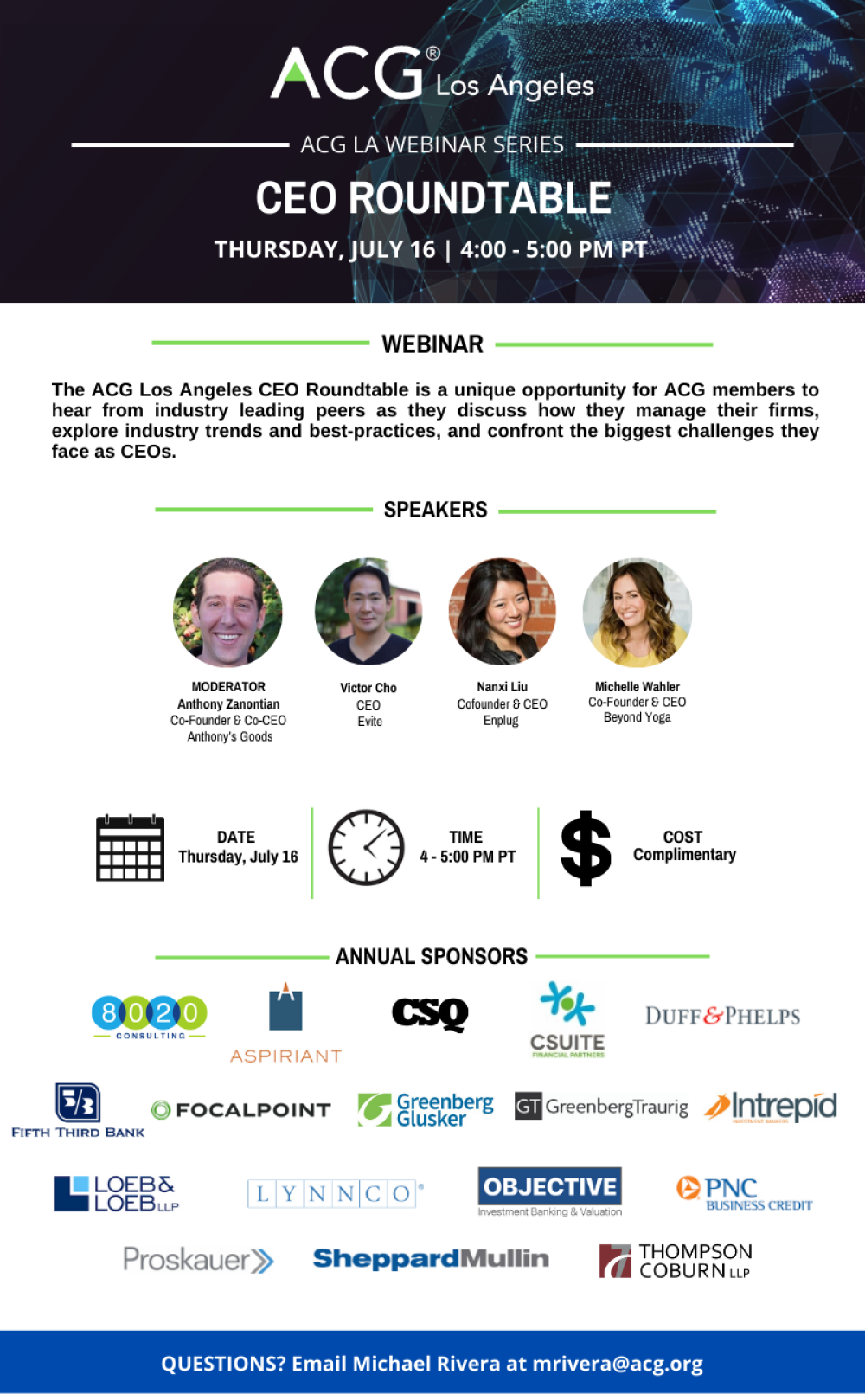 ACGLA - CEO Roundtable | July 16 | 4:00 PM PT | ACG Los Angeles