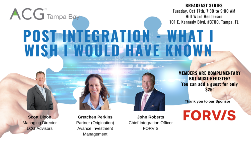 ACG Tampa Bay Breakfast "Post Integration - What I Wish I Would Have Known" | ACG Tampa Bay